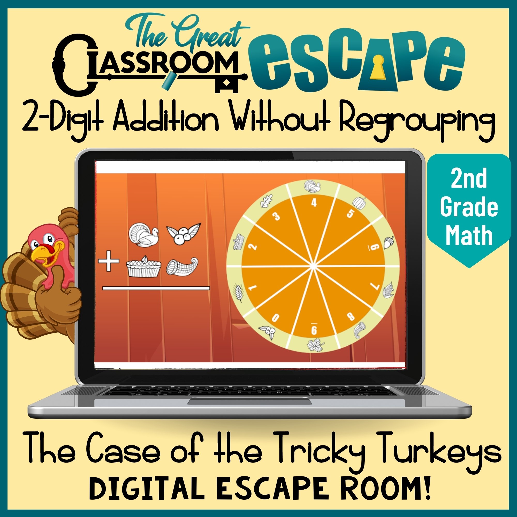 Adding Two Digit Numbers Without Regrouping 2nd Grade Thanksgiving Math