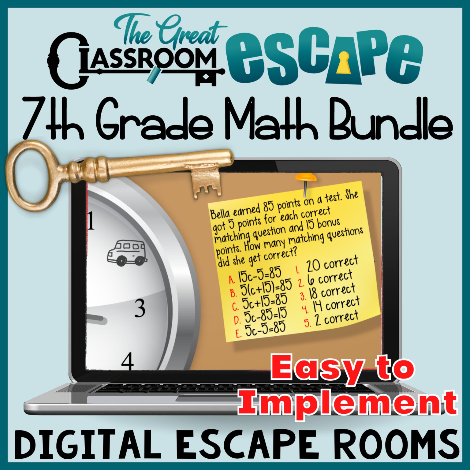 7th Grade Math Escape Room Bundle Including Six Digital Escape Room Activities The Great 