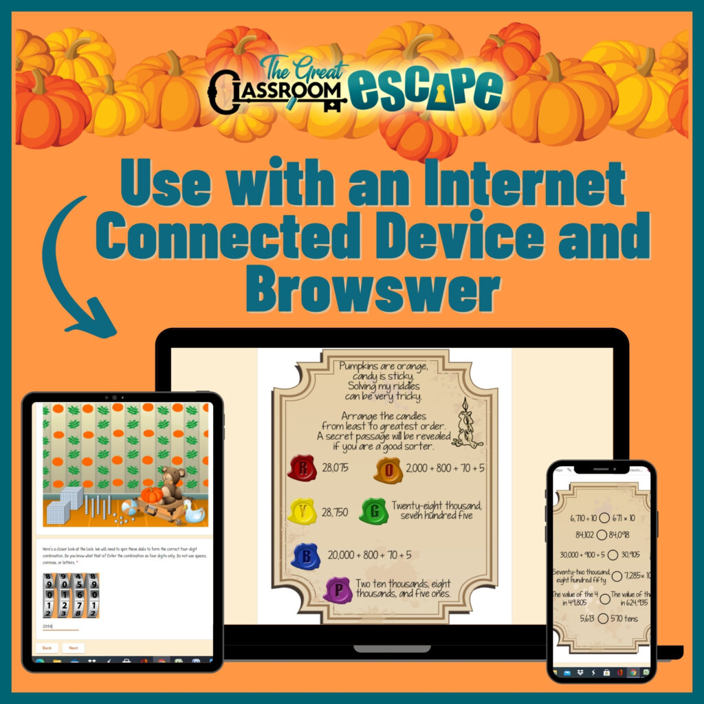 4th Grade Place Value Digital Escape Room Math Activity for Halloween ...
