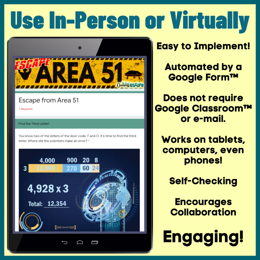 Area Model Multiplication Activity 4th Grade Math Digital Escape Room ...