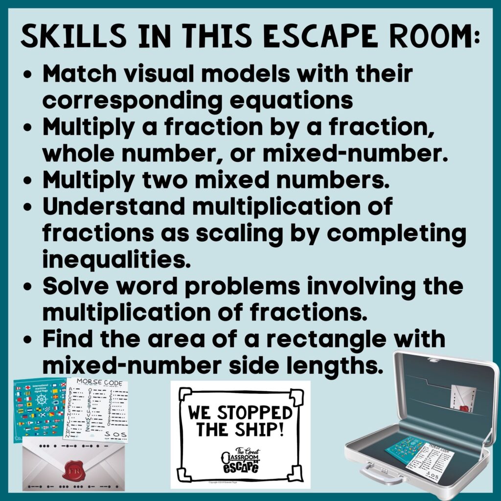 Multiplying Fractions and Mixed Numbers Digital Escape Room for 5th ...