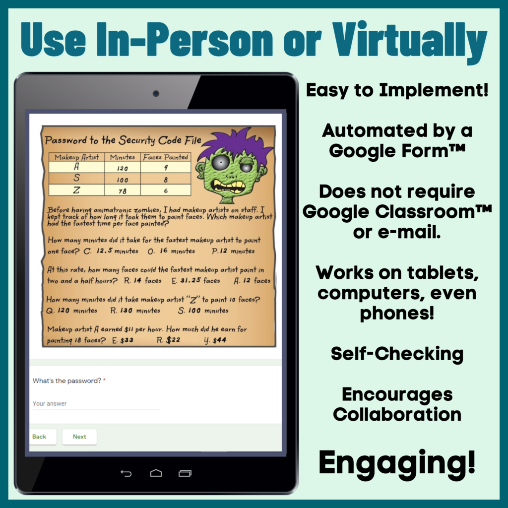 Rates and Ratios Digital Escape Room for Halloween or Any Time 6th ...