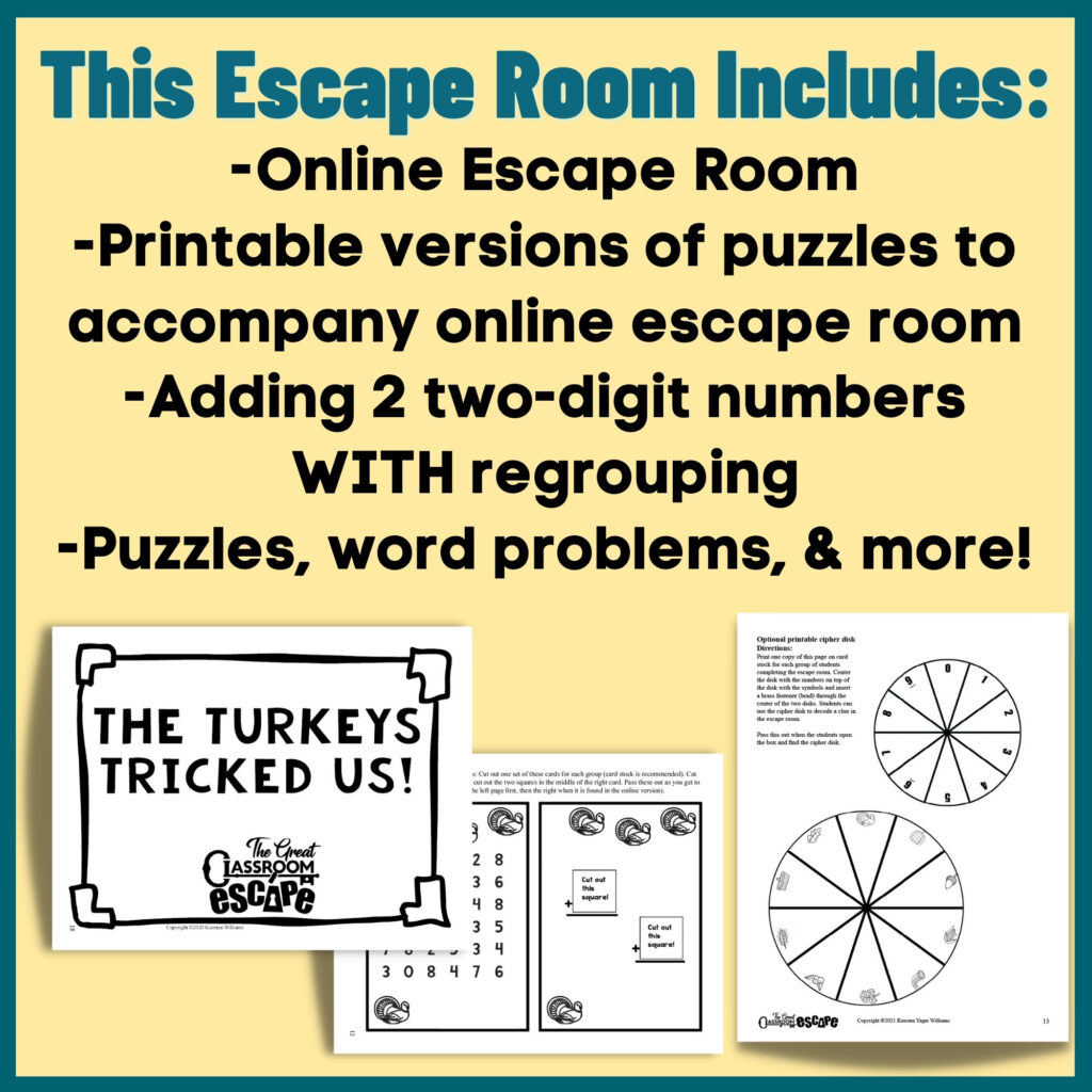 Two-Digit Addition with Regrouping 2nd Grade Math Thanksgiving Activity ...