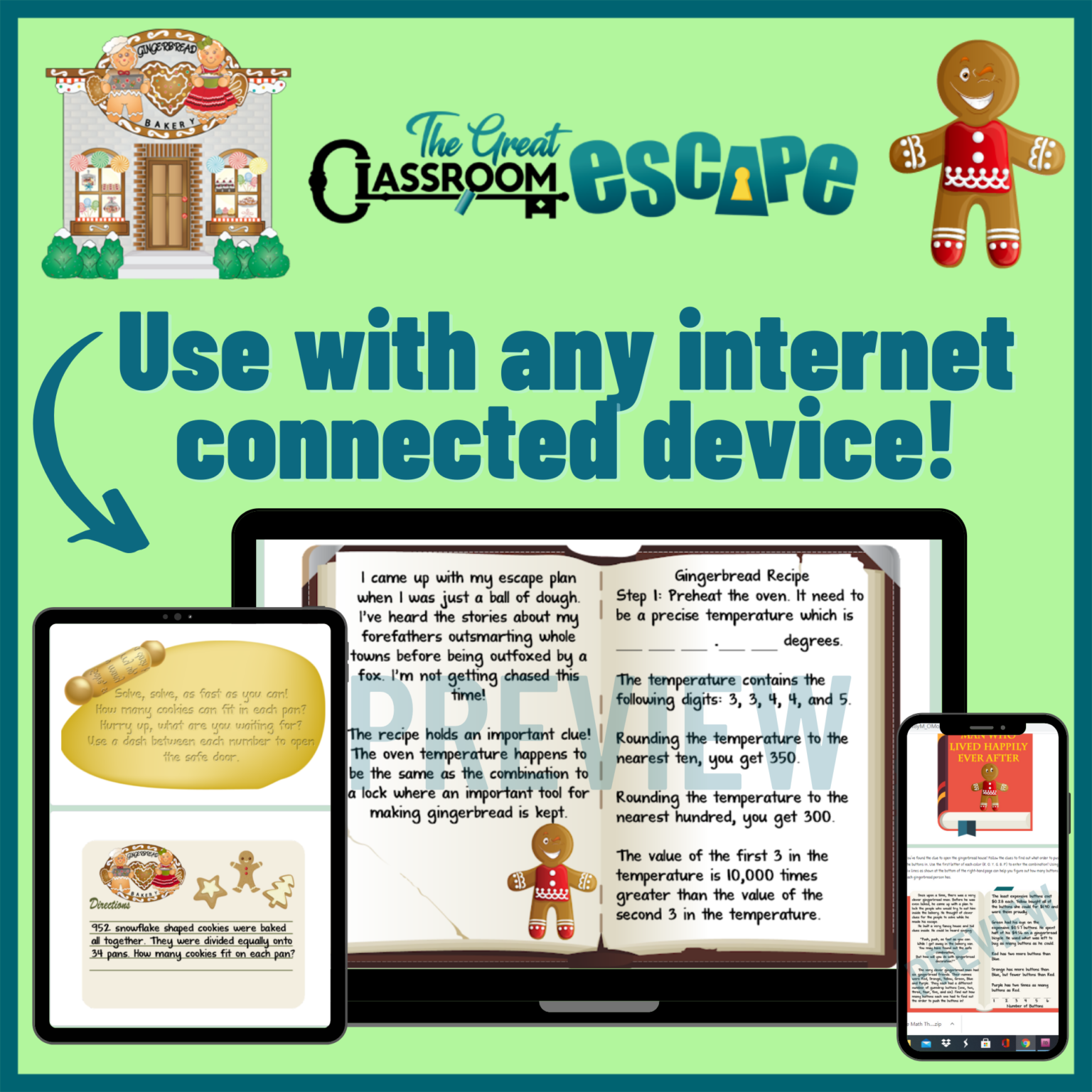 5th Grade Math Escape Room Activity Revenge of the Gingerbread Man ...