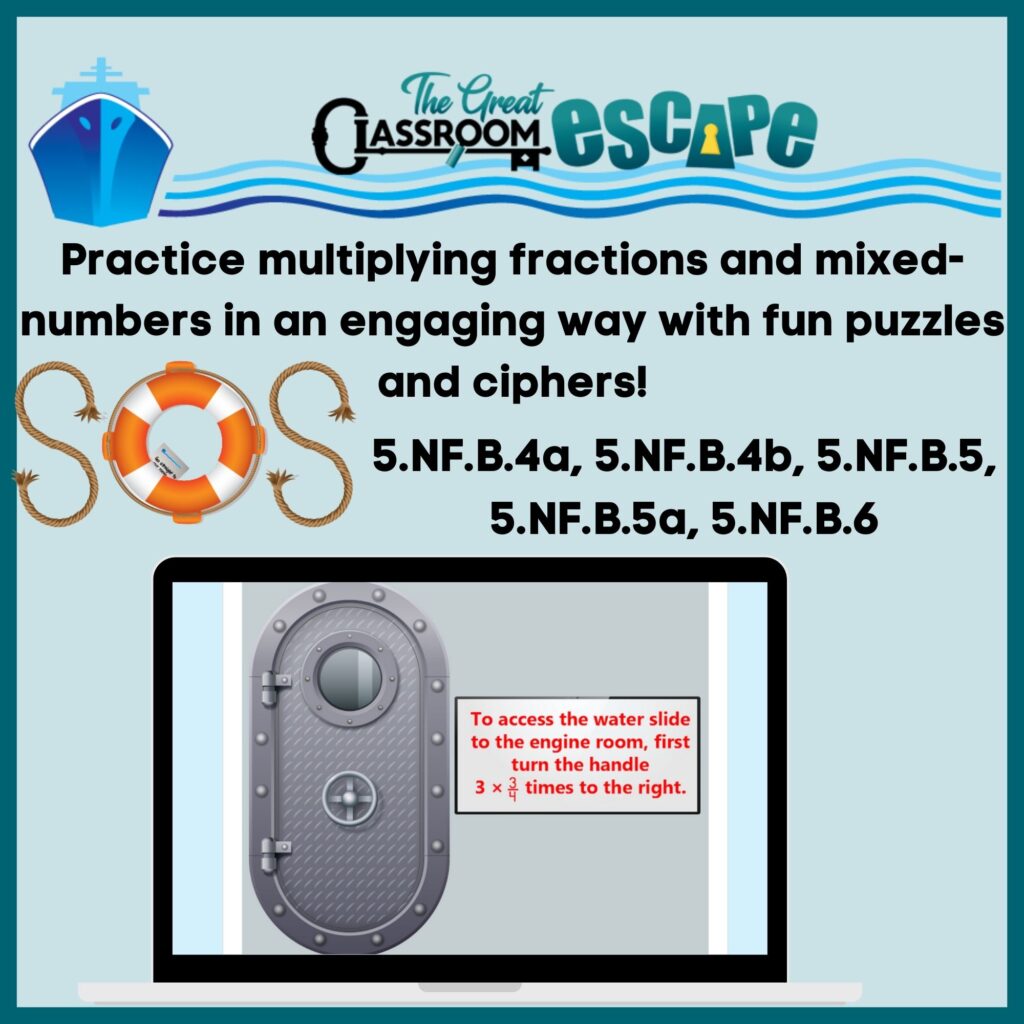 Multiplying Fractions and Mixed Numbers Digital Escape Room for 5th ...