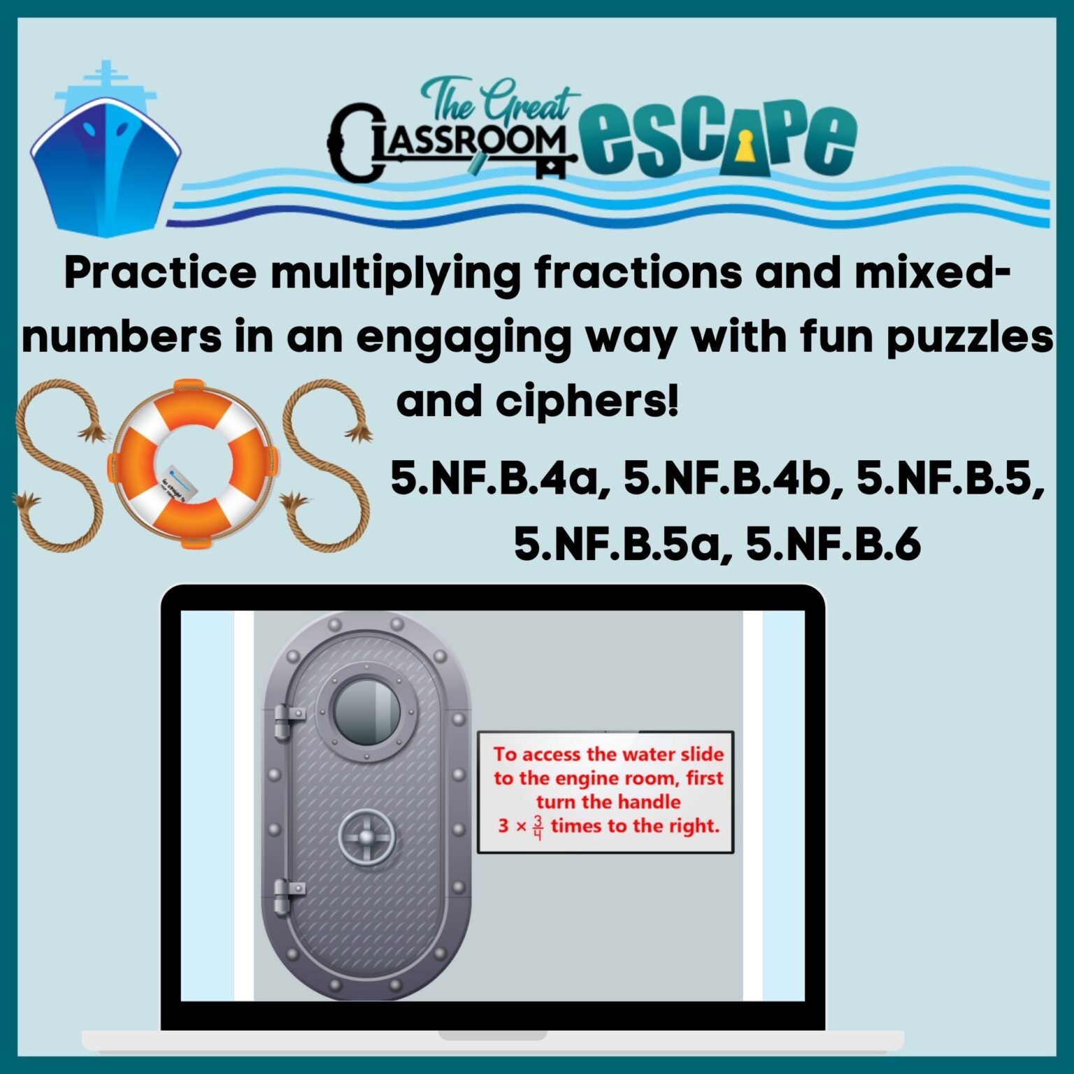 Multiplying Fractions and Mixed Numbers Digital Escape Room for 5th ...