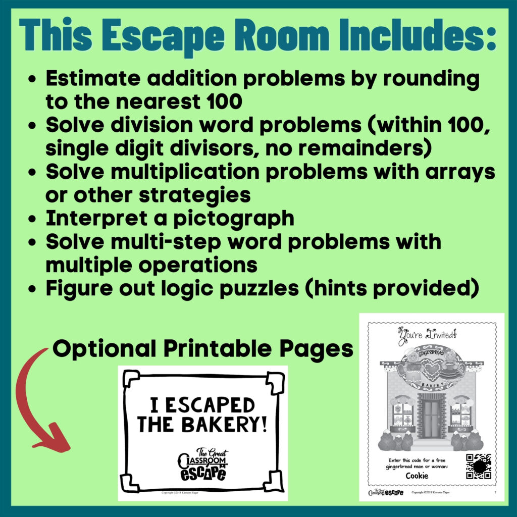 Fun & Engaging 3rd Grade Math Activity Gingerbread Themed Escape Room ...