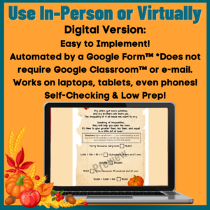 4th Grade Thanksgiving Math Activity Operation Unlock the Oven Digital ...