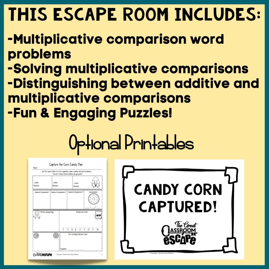 4th Grade Halloween Math Activity Multiplicative Comparison Digital ...