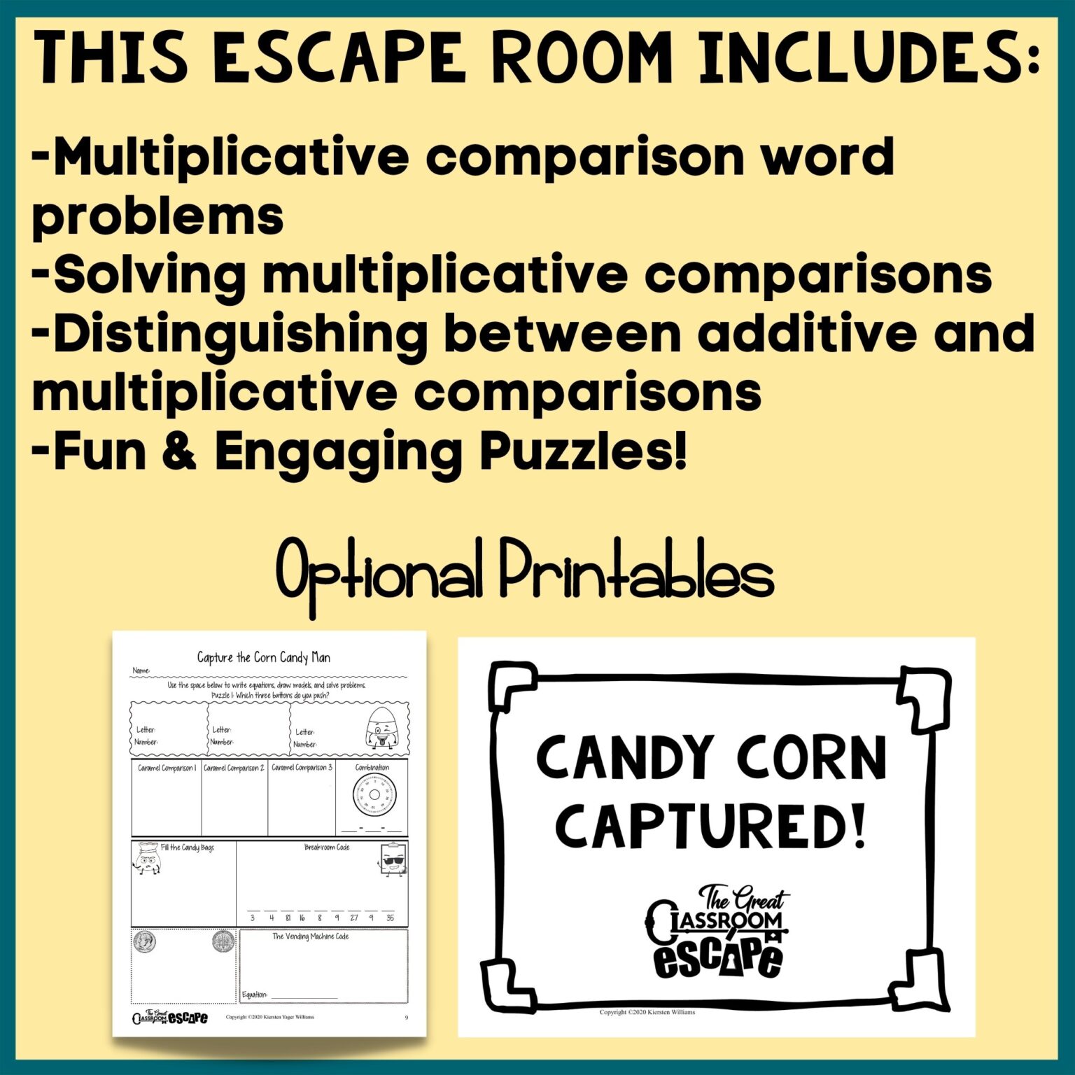 4th Grade Halloween Math Activity Multiplicative Comparison Digital ...