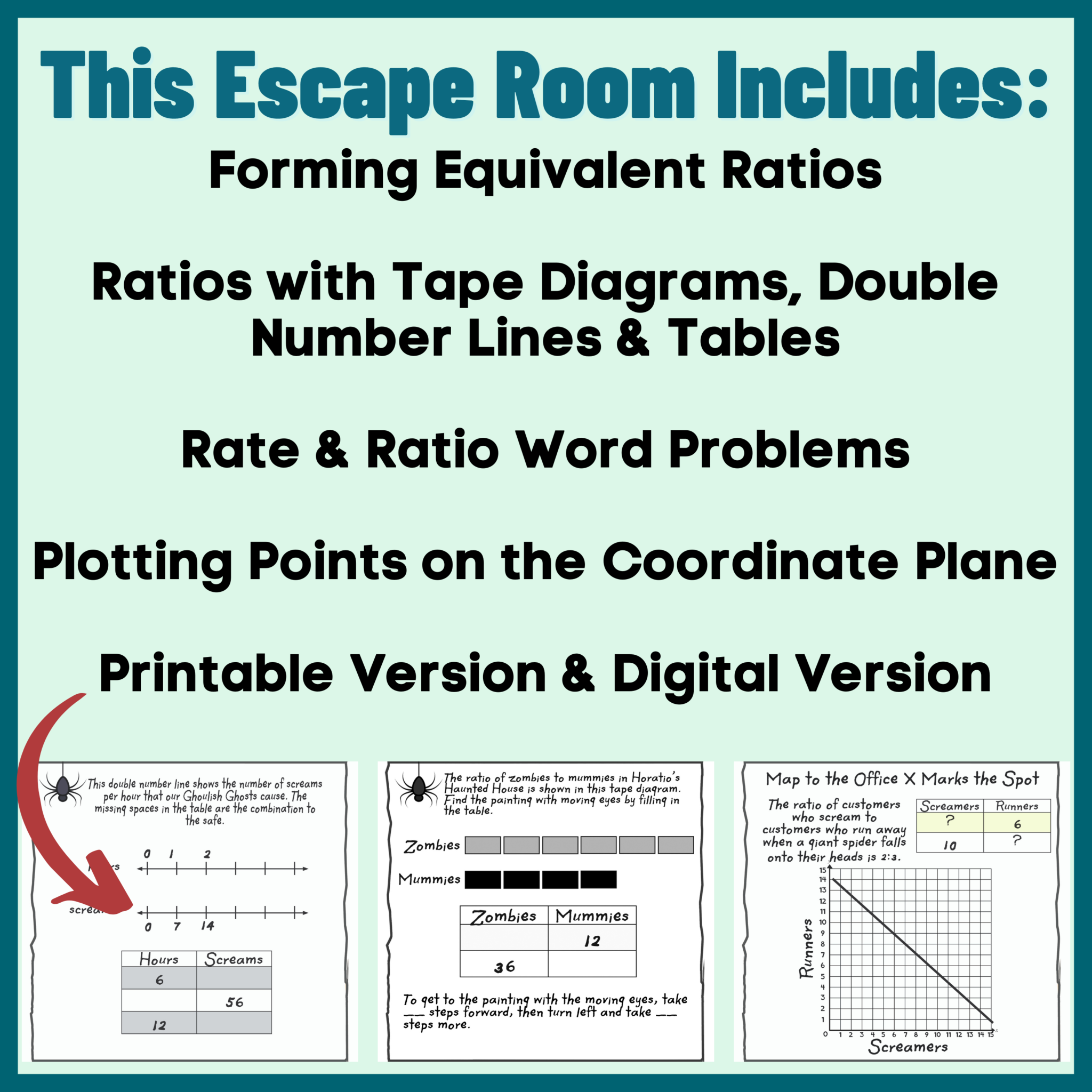 Rates and Ratios Digital Escape Room for Halloween or Any Time 6th ...