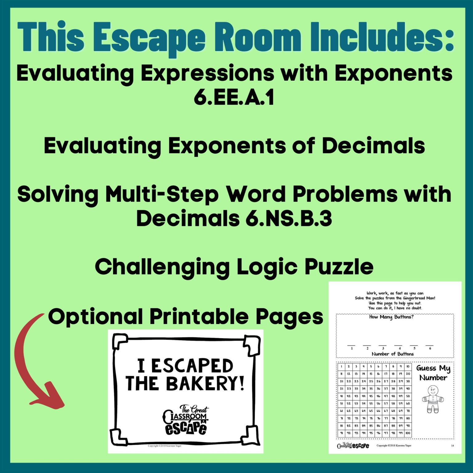 6th Grade Math Digital Escape Activity Revenge of the Gingerbread Man ...