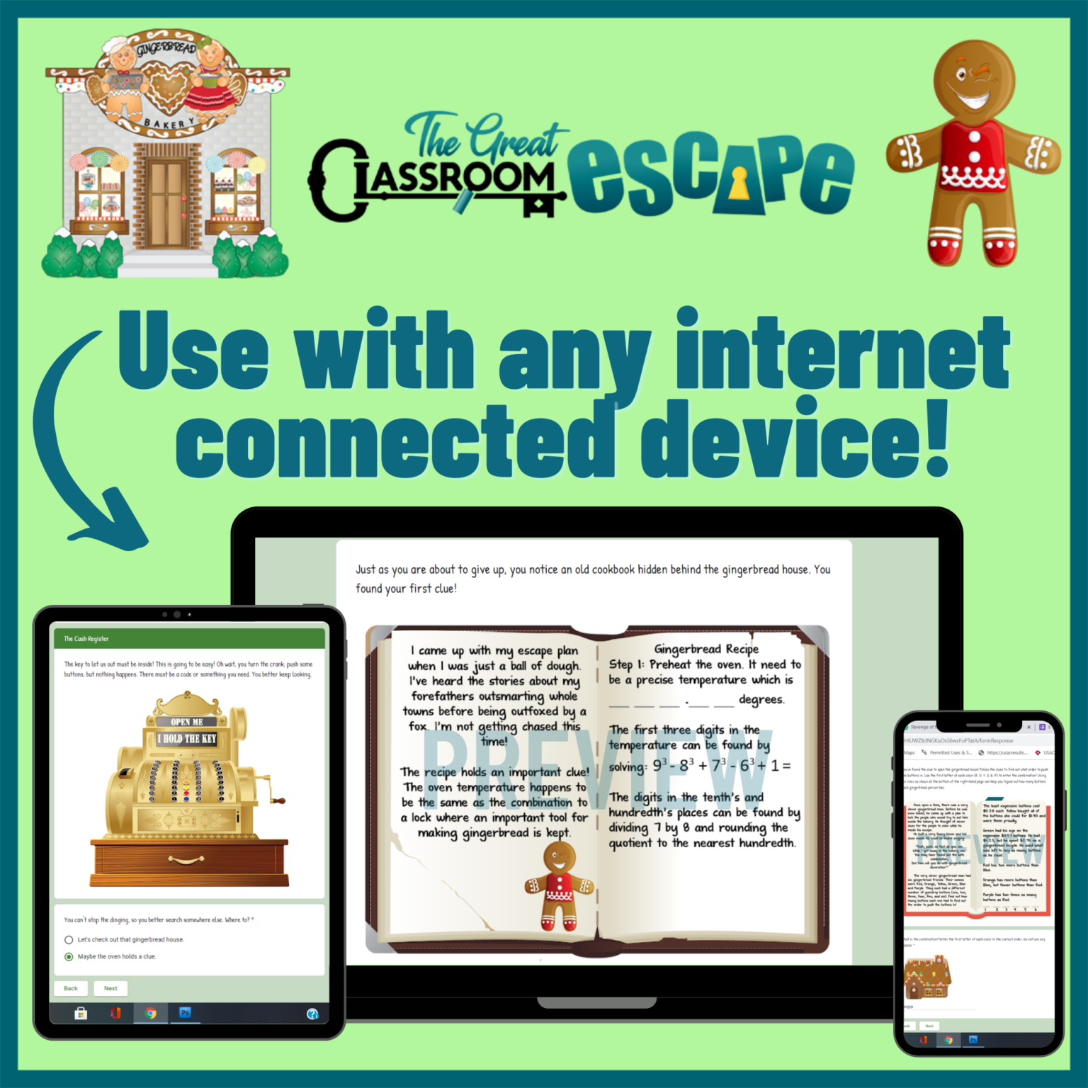 6th Grade Math Digital Escape Activity Revenge of the Gingerbread Man ...