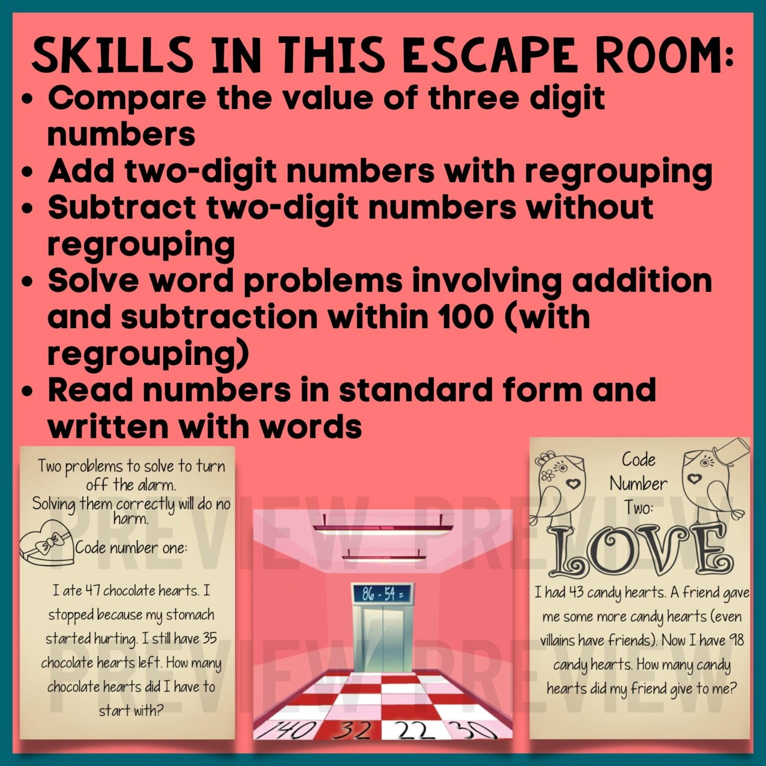 2nd Grade Valentine’s Day Math Activity Digital Escape Room – The Great ...