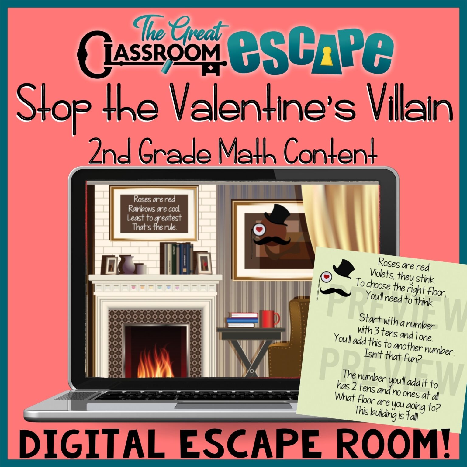 2nd Grade Valentine’s Day Math Activity Digital Escape Room – The Great ...