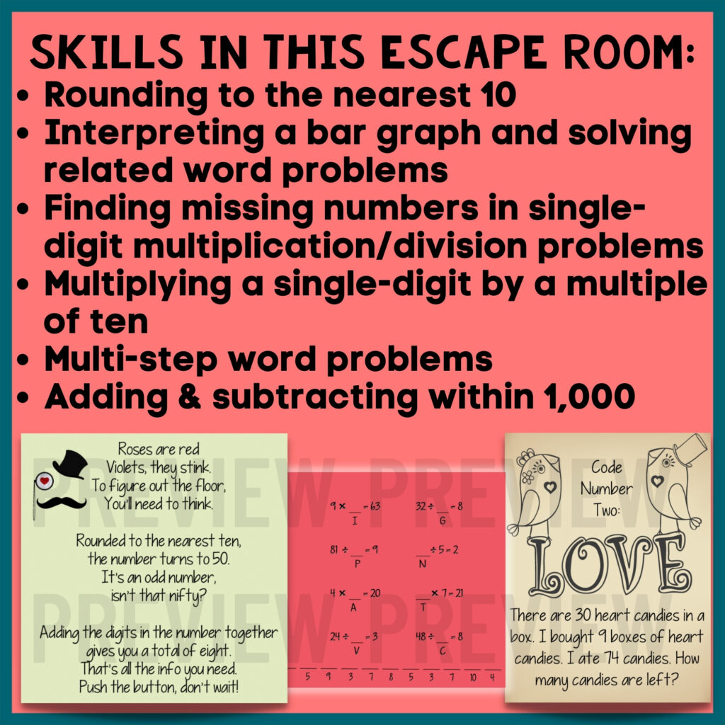 3rd Grade Valentine’s Day Math Activity Digital Escape Room – The Great ...