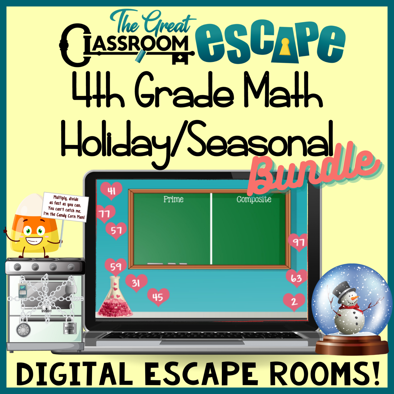 Third Grade Fractions Activity Digital Escape Room Fun & Engaging ...