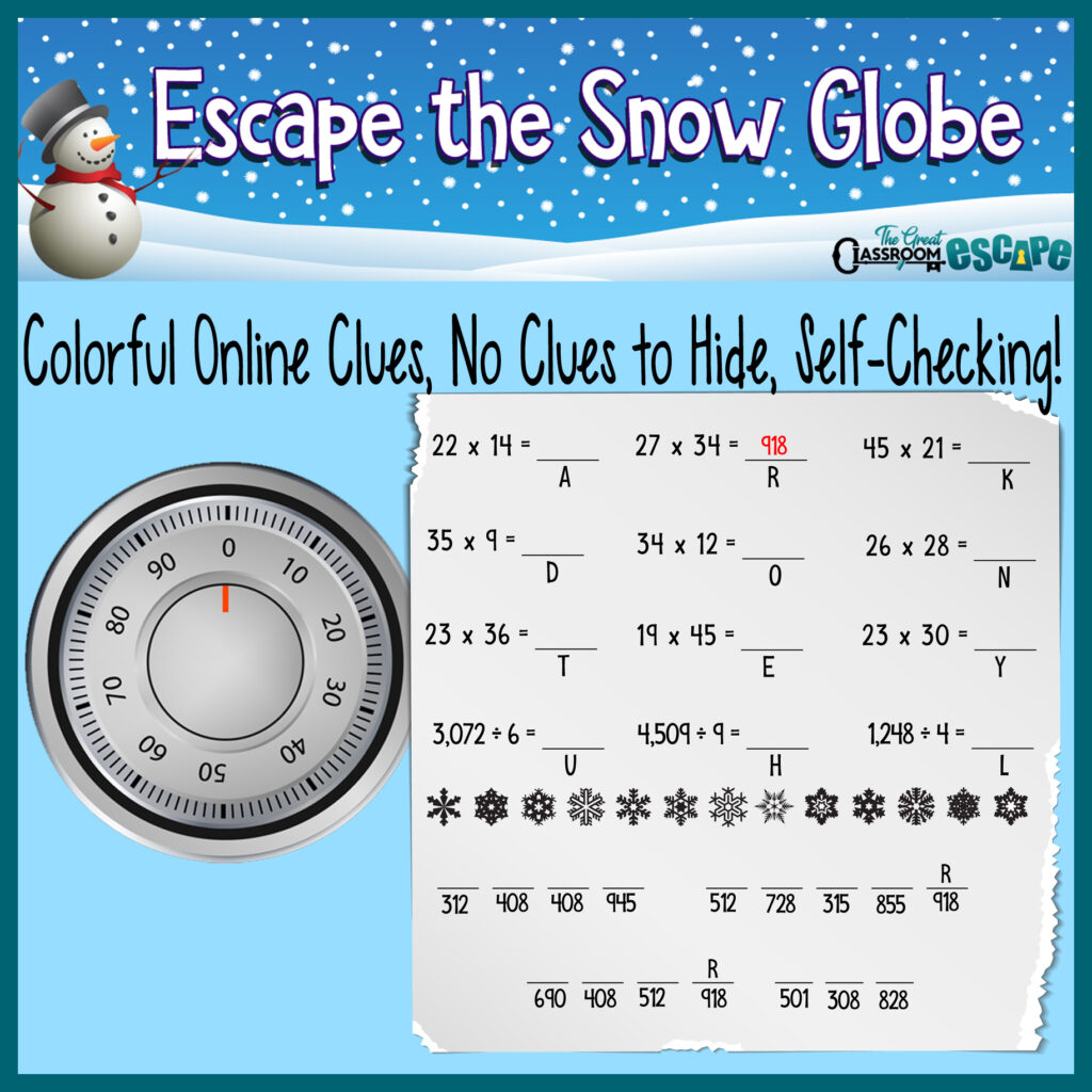 Fourth Grade Math Activity Quick Digital Escape Room Winter & Snow ...