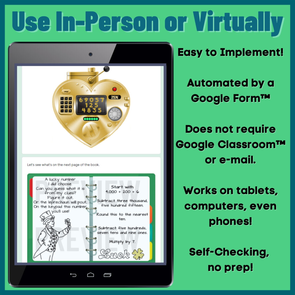 St. Patrick’s Day Math Activity for 4th Grade Operation Free the ...