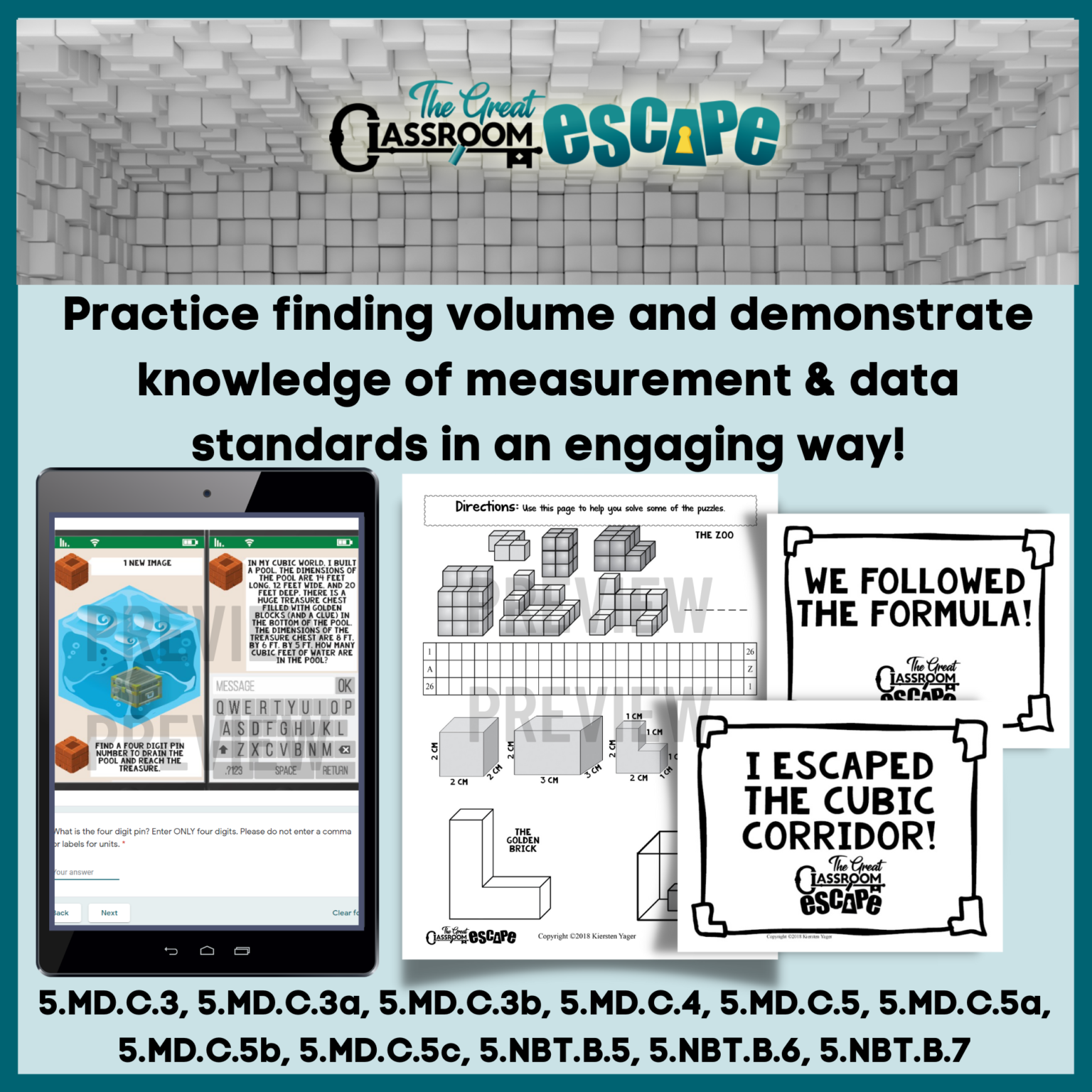 Volume of Rectangular Prisms Activity for 5th Grade Math Digital Escape ...