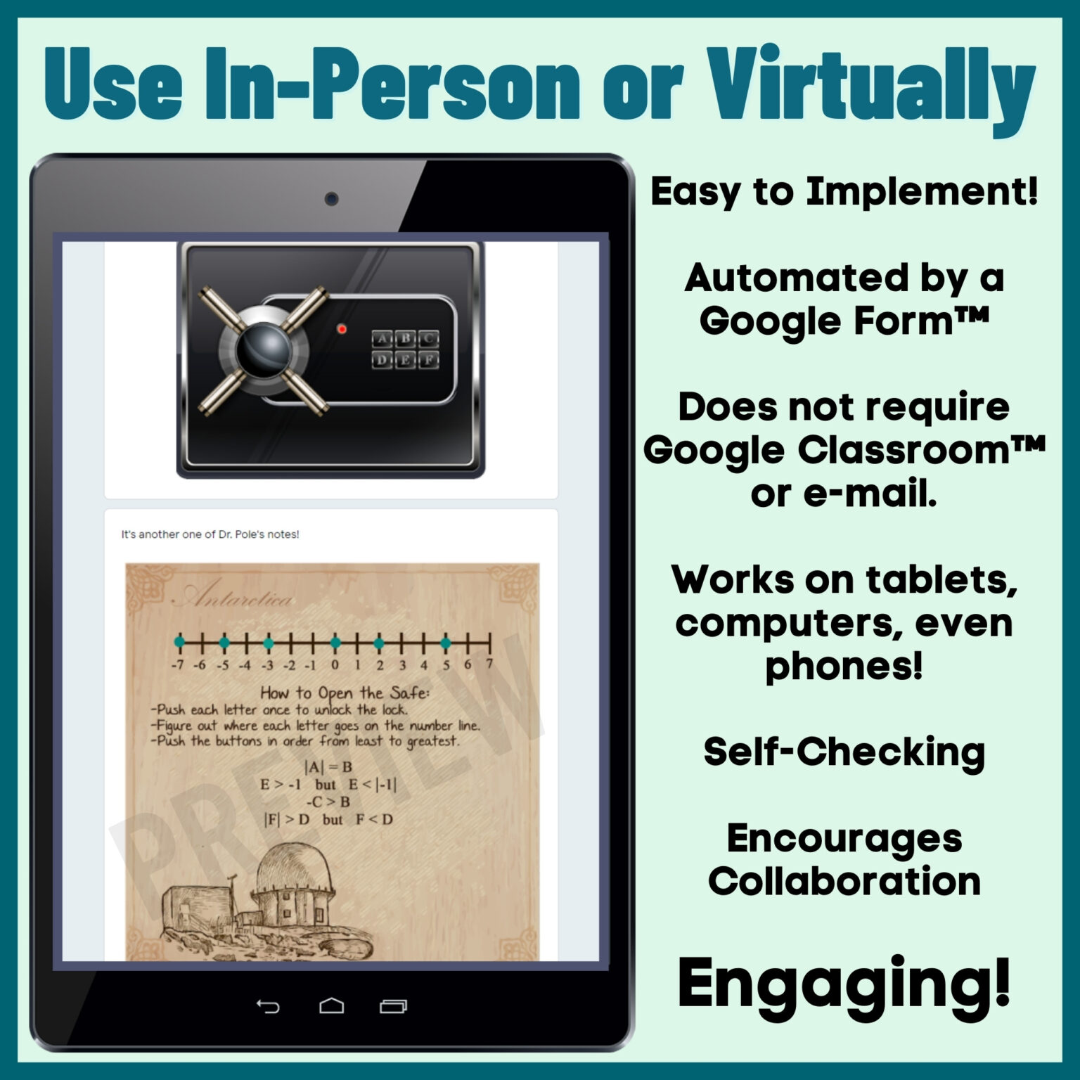 Ordering Negative Numbers & Absolute Value Activity Digital Escape Room ...