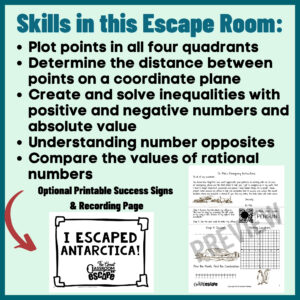 Ordering Negative Numbers & Absolute Value Activity Digital Escape Room ...