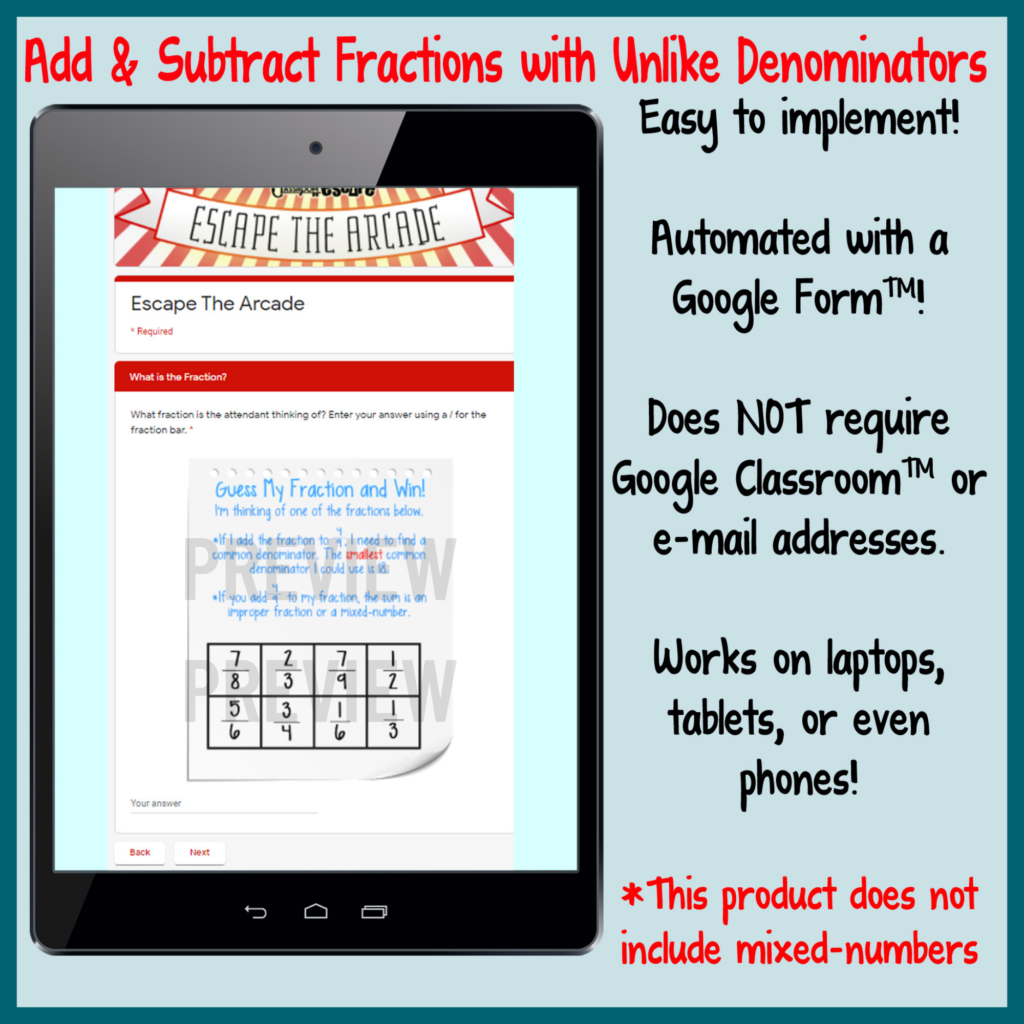5th Grade Math Adding and Subtracting Fractions with Unlike ...