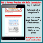 5th Grade Math Adding and Subtracting Fractions with Unlike ...