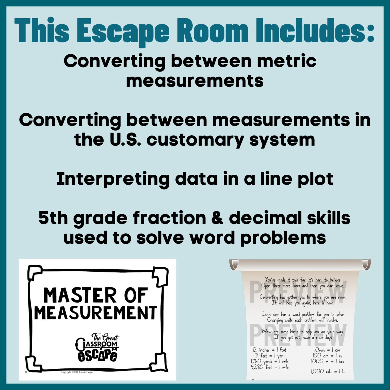 5th Grade Math Activity for Converting Measurement and Interpreting ...
