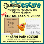 Multiplying Fractions by Whole Numbers Digital Escape Room 4th Grade ...