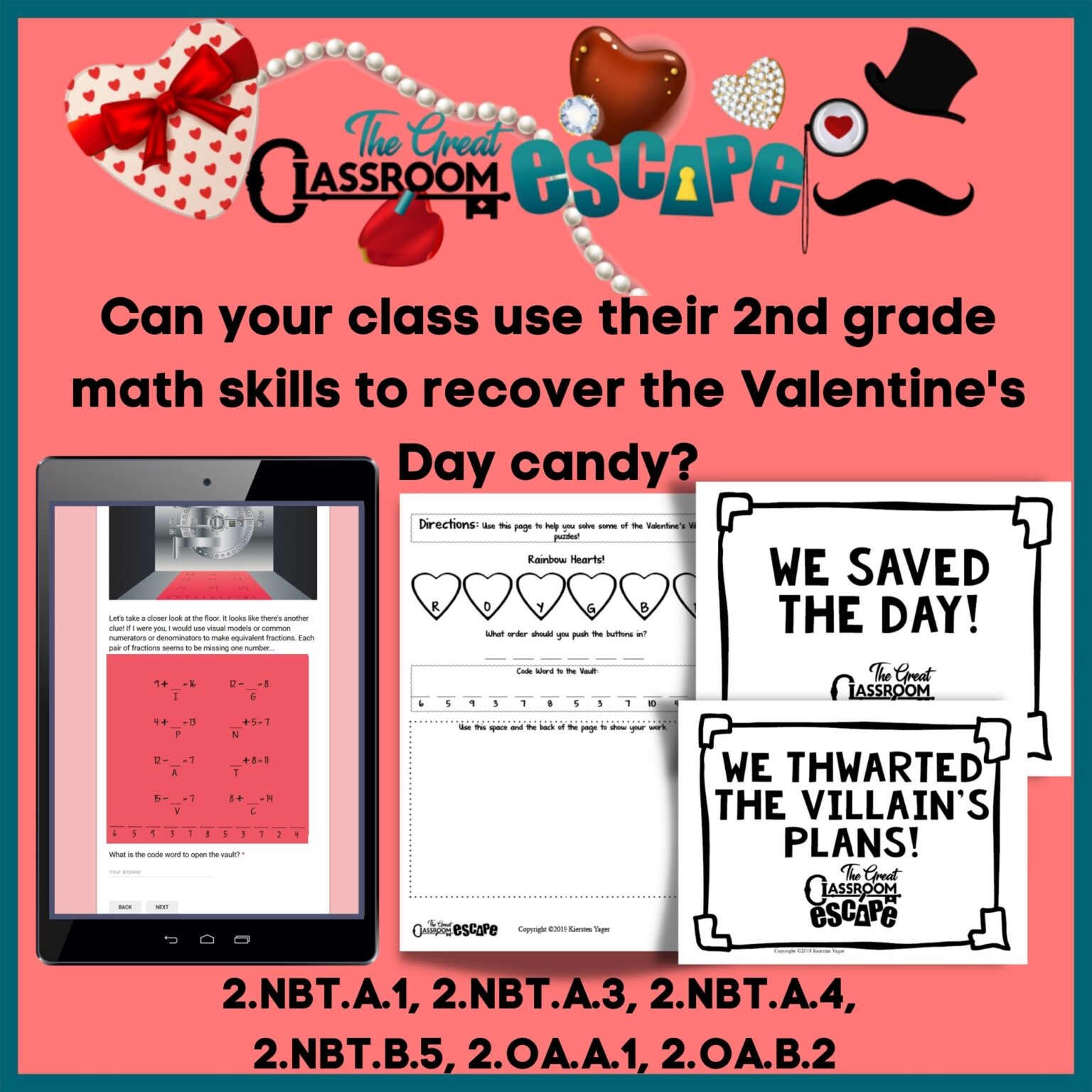 2nd Grade Valentine’s Day Math Activity Digital Escape Room – The Great ...