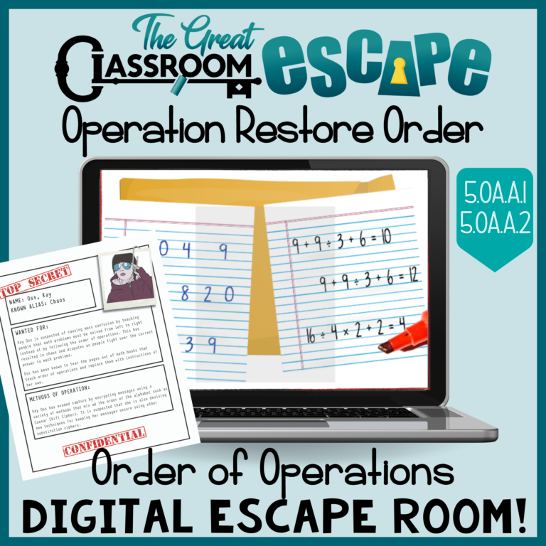 Order of Operations Activity for 5th Grade Digital Escape Room for ...