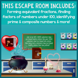 4th Grade Math Activity Digital Escape Room Brew the Love Potion ...