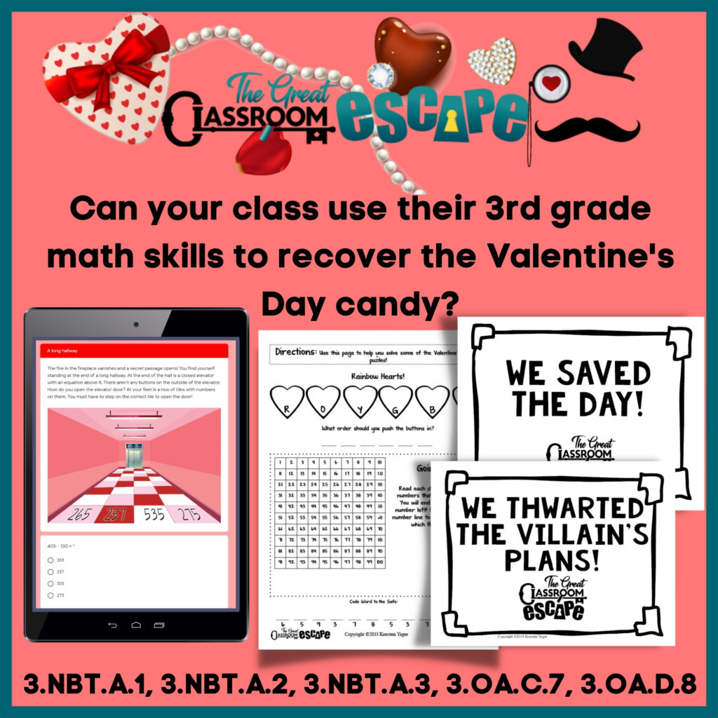 3rd Grade Valentine’s Day Math Activity Digital Escape Room – The Great ...