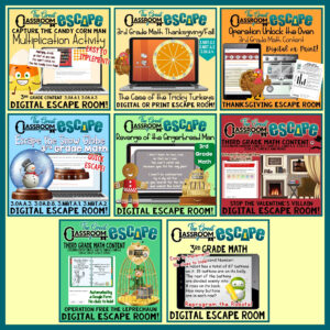 3rd Grade Math Holiday & Seasonal Digital Escape Room Bundle ...