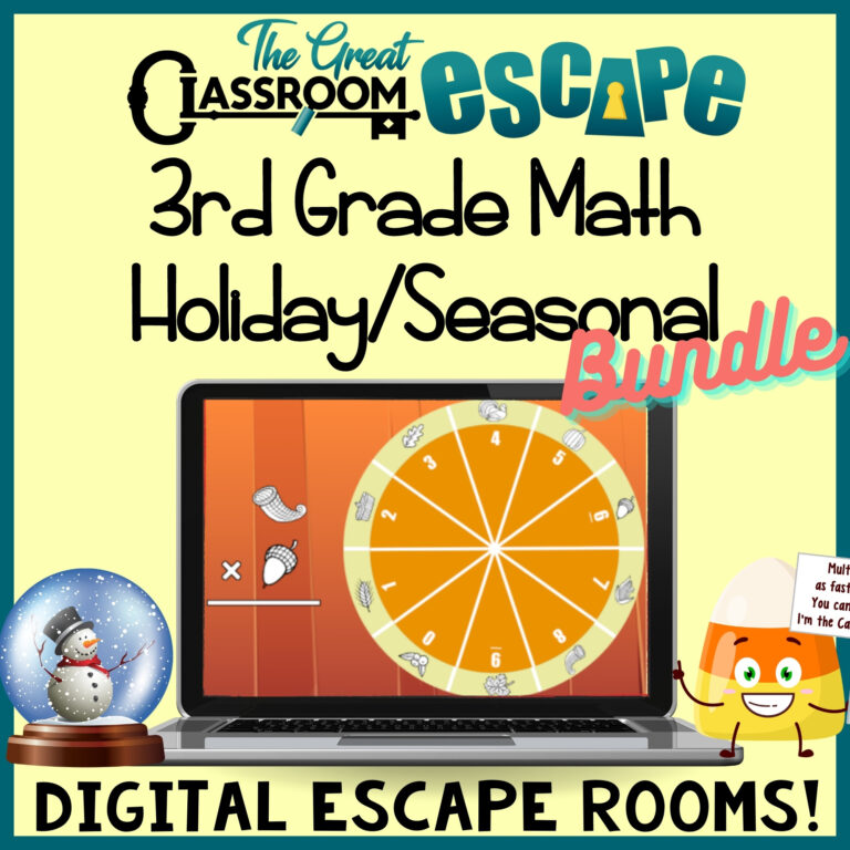 3rd Grade Math Holiday & Seasonal Digital Escape Room Bundle ...