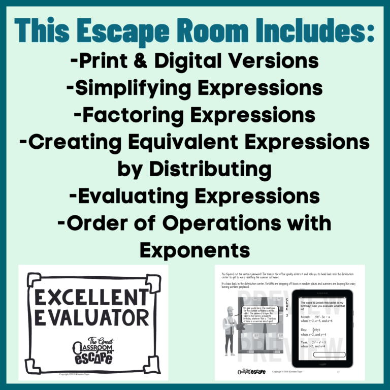 6th Grade Expressions & Equations Math Activity Factoring, Distributing ...