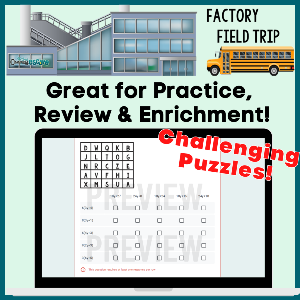 6th Grade Expressions & Equations Math Activity Factoring, Distributing ...