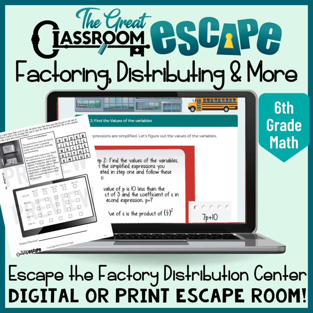 Solving Single-Step Equations Activity Digital Escape Room for 6th ...