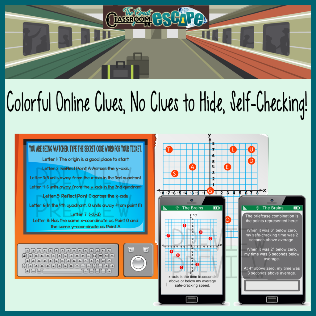 Four Quadrants of the Coordinate Plane Digital Escape Room 6th Grade ...