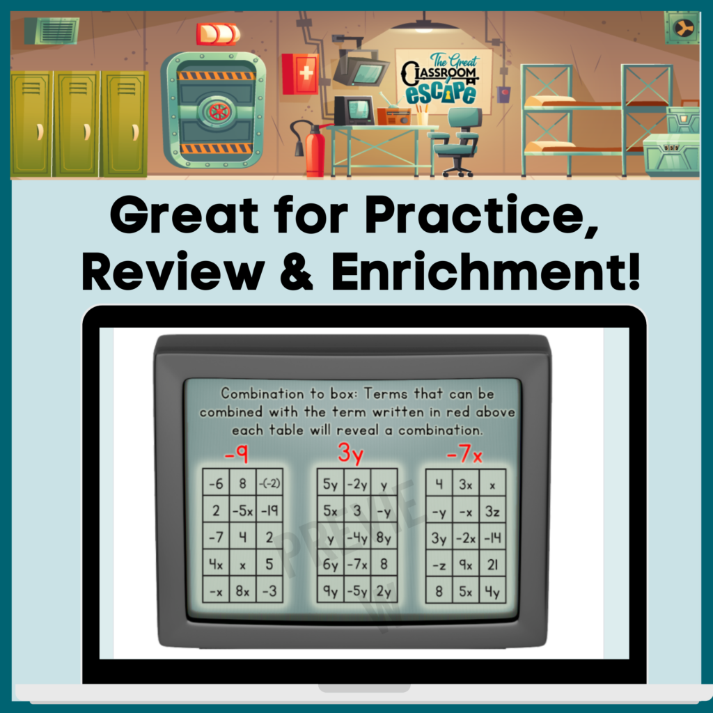 Equivalent Expressions and Combining Like Terms with Distributions 7th ...