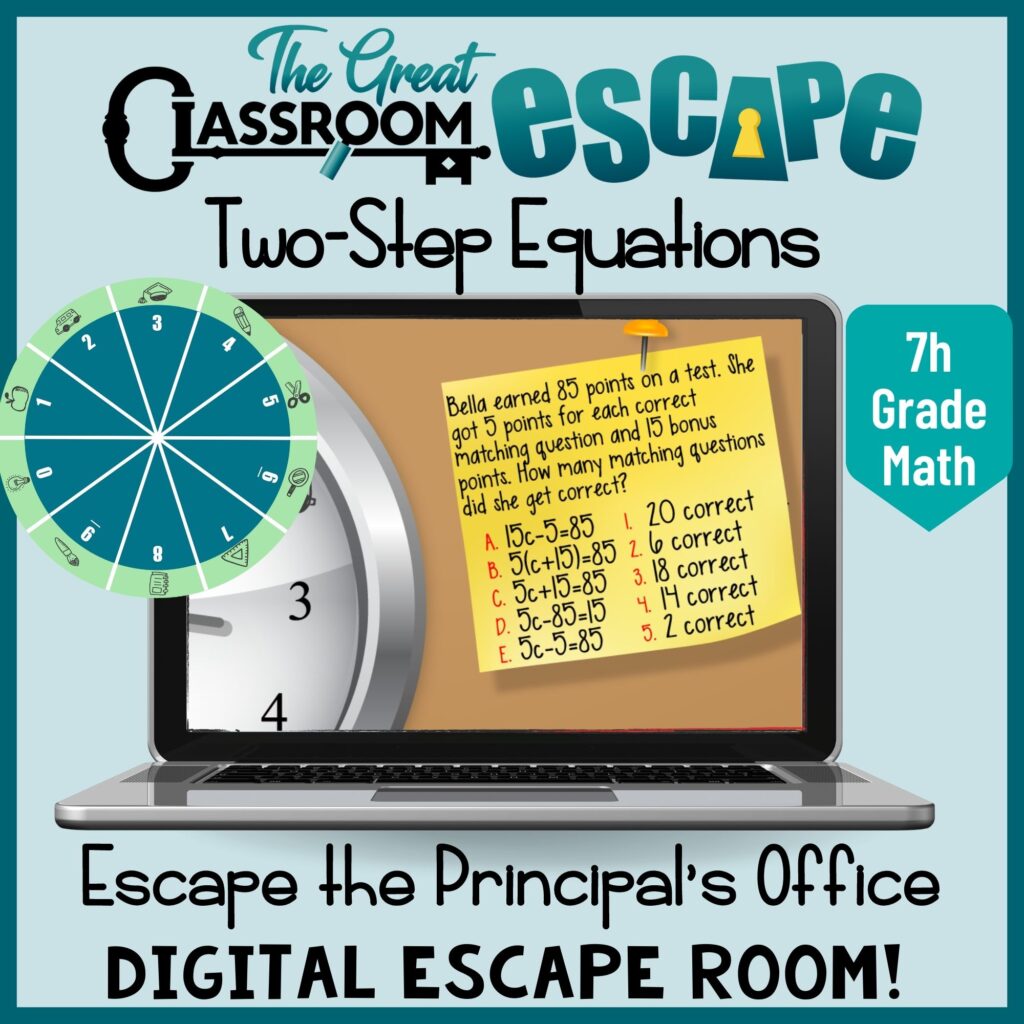 Solving 2 Step Equations Digital Escape Room Fun 7th Grade Math ...