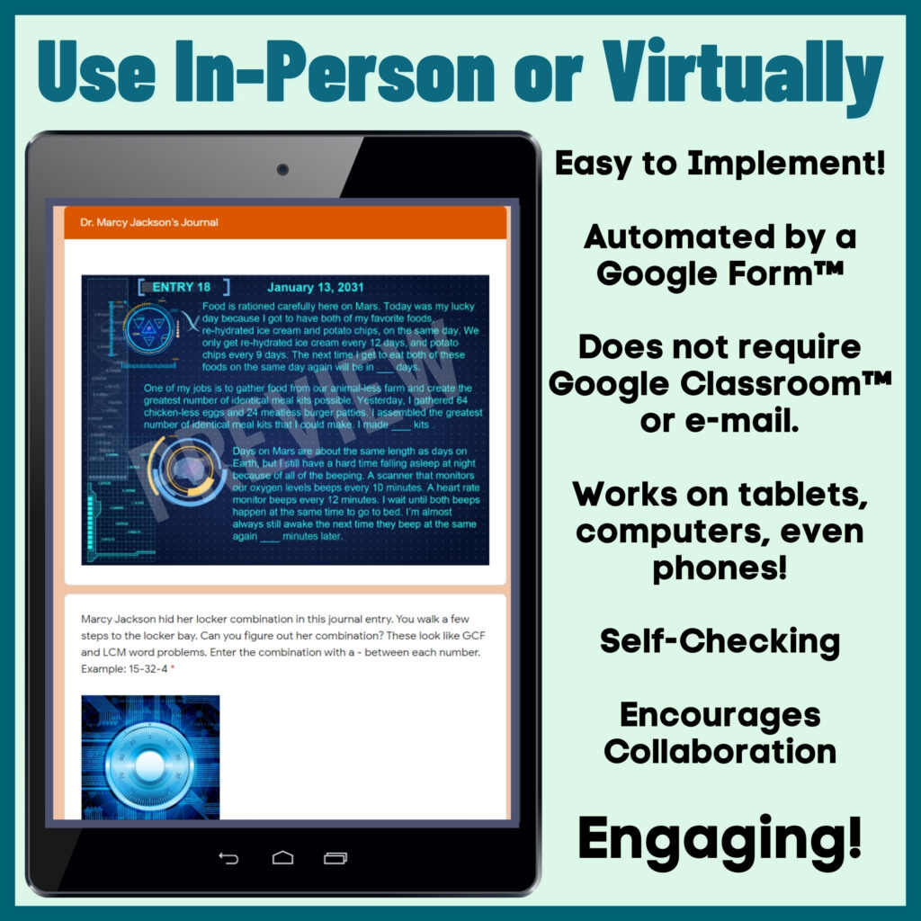 GCF and LCM Activity Digital Escape Room 6th Grade Math Standard 6.NS.B ...