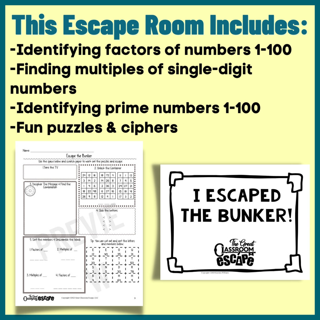 Factors, Multiples, & Prime Numbers 4th Grade Math Activity Digital ...