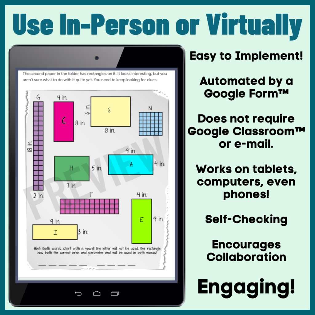 3rd Grade Math Area and Perimeter Activity Fun and Engaging Digital ...