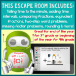 3rd Grade Math End of the School Year Review Activity Digital Escape ...
