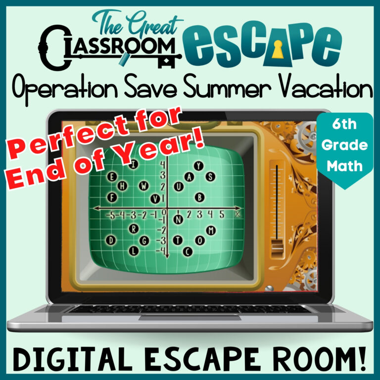 Four Quadrants of the Coordinate Plane Digital Escape Room 6th Grade ...