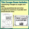 Fourth Grade Geometry Digital Escape Room Classifying Triangles and 2D ...