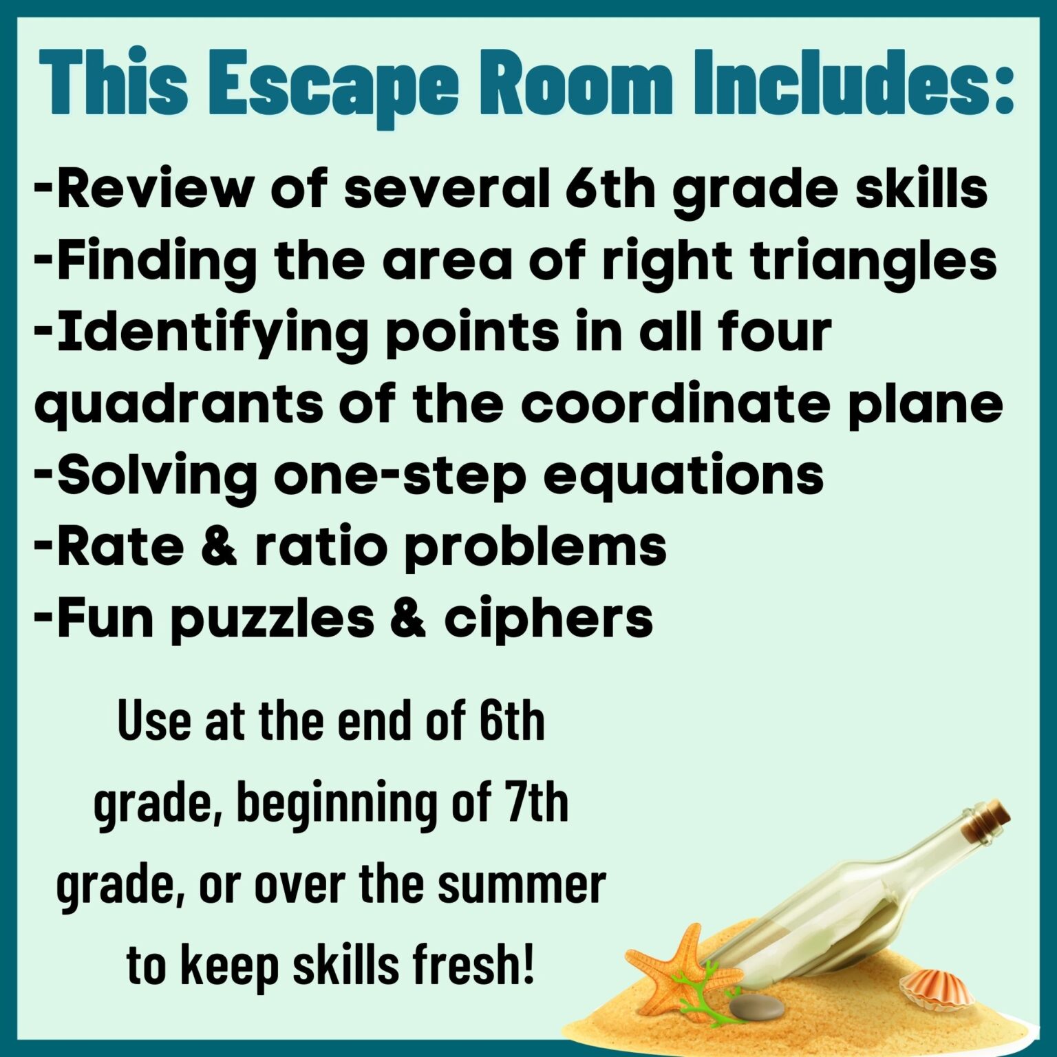 7th Grade Math Back to School Digital Escape Room Activity with Review ...