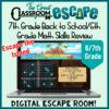 7th Grade Math Back to School Digital Escape Room Activity with Review ...